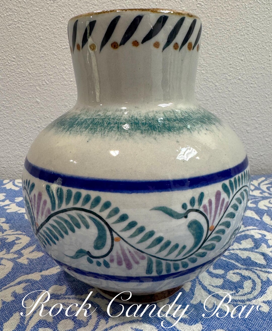 Hand-painted Mexican Pottery Vase – Large Bulb-shaped Floral Art Vase ...