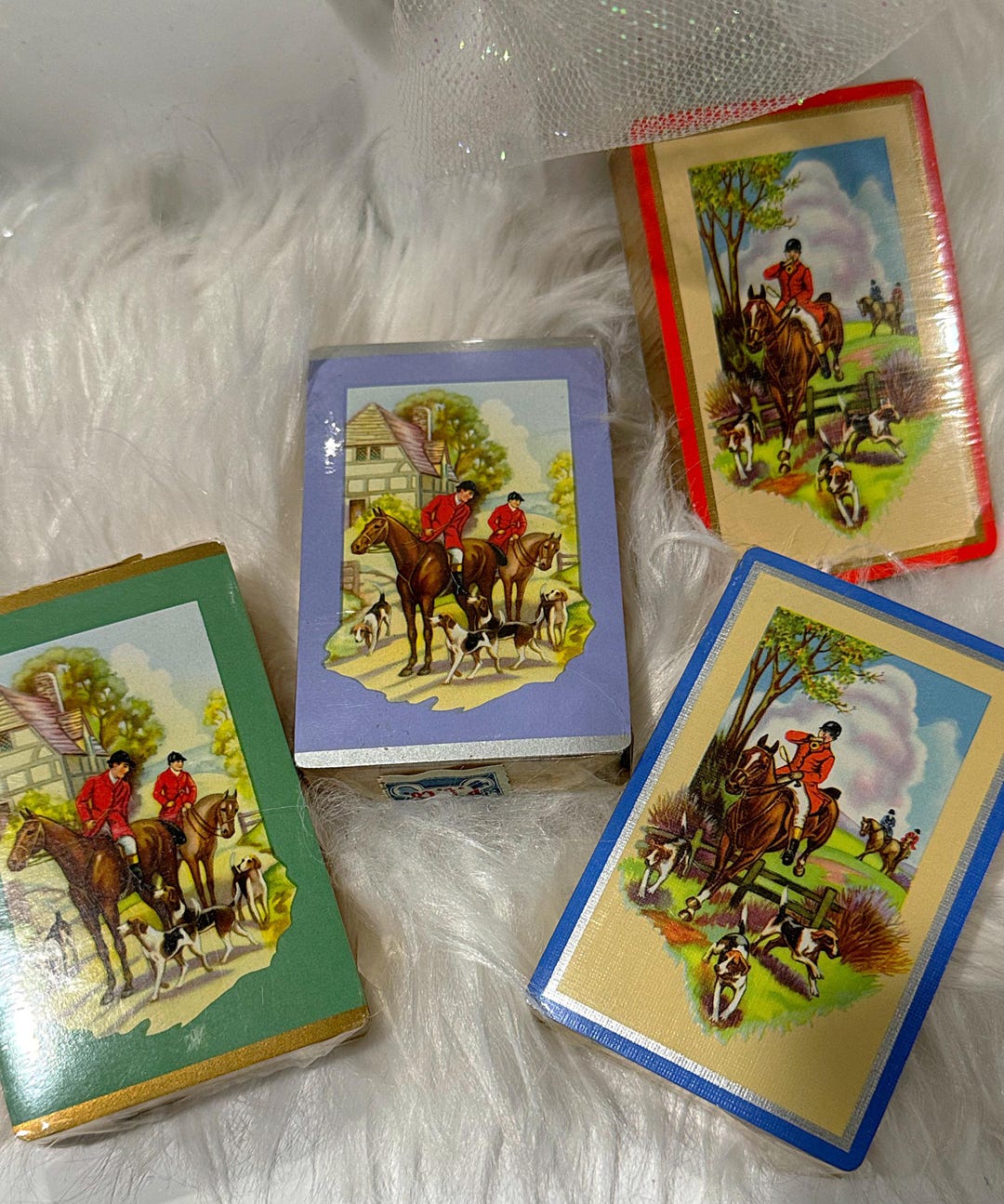 Rare Vintage Horse & Hound Playing Card Decks – 4 Sealed Deck Set, Gold ...