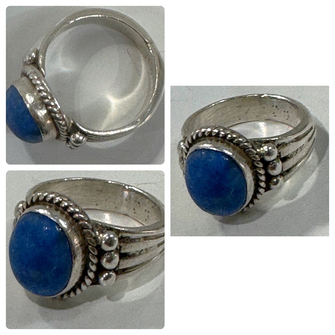 Vintage Navajo Denim Lapis Ring Native American Denim Lapis Sterling ...