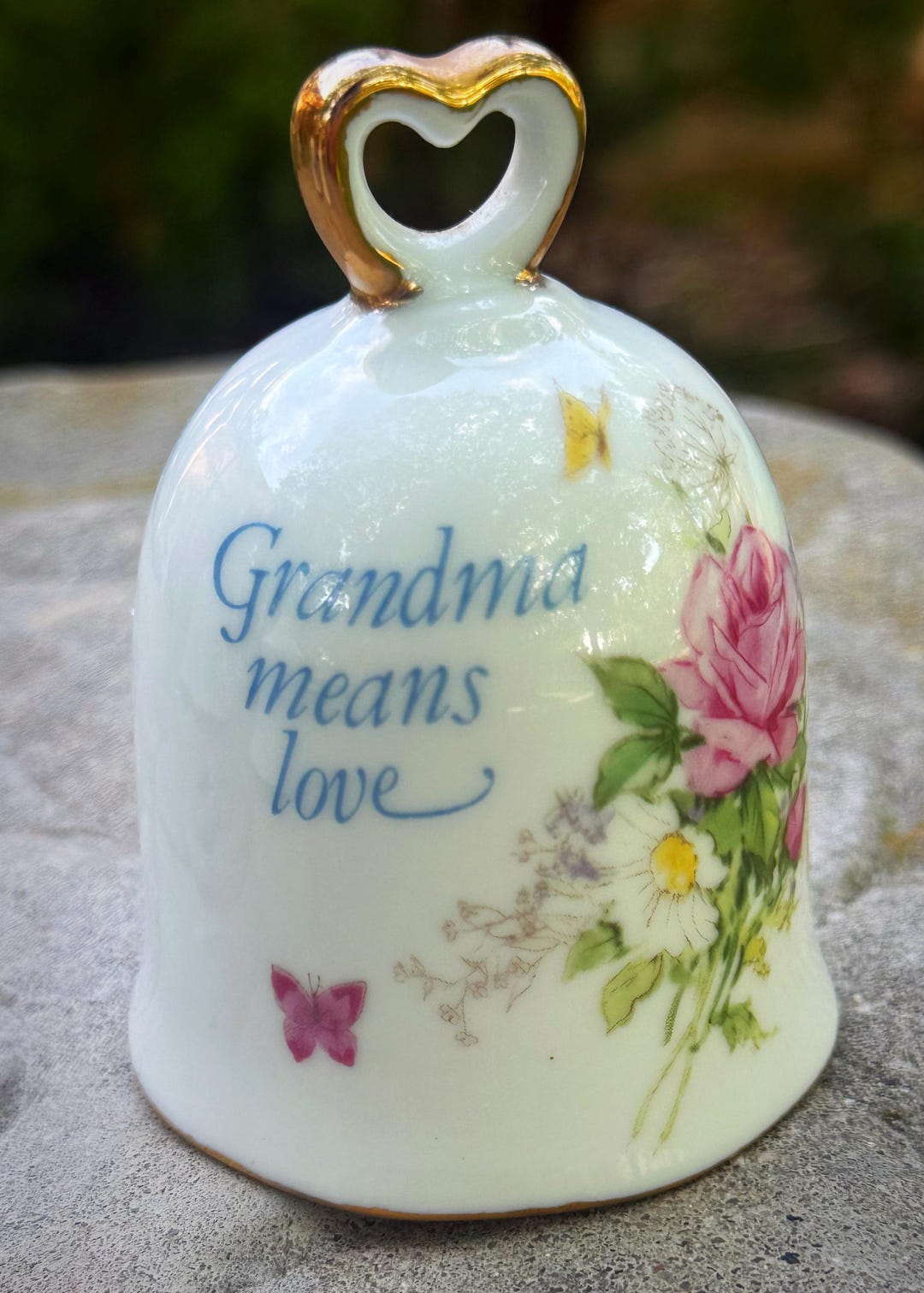 Vintage Porcelain Dinner Bell: 1950s Floral Gold Trim - Choose Your ...