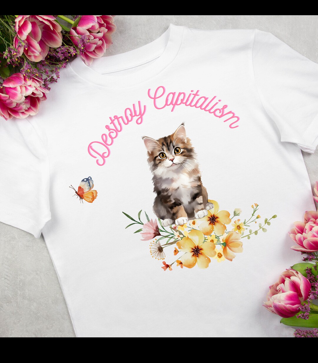 Destroy Capitalism Cat Ironic Dank Meme T Shirt Vintage Retro Cool Gift ...