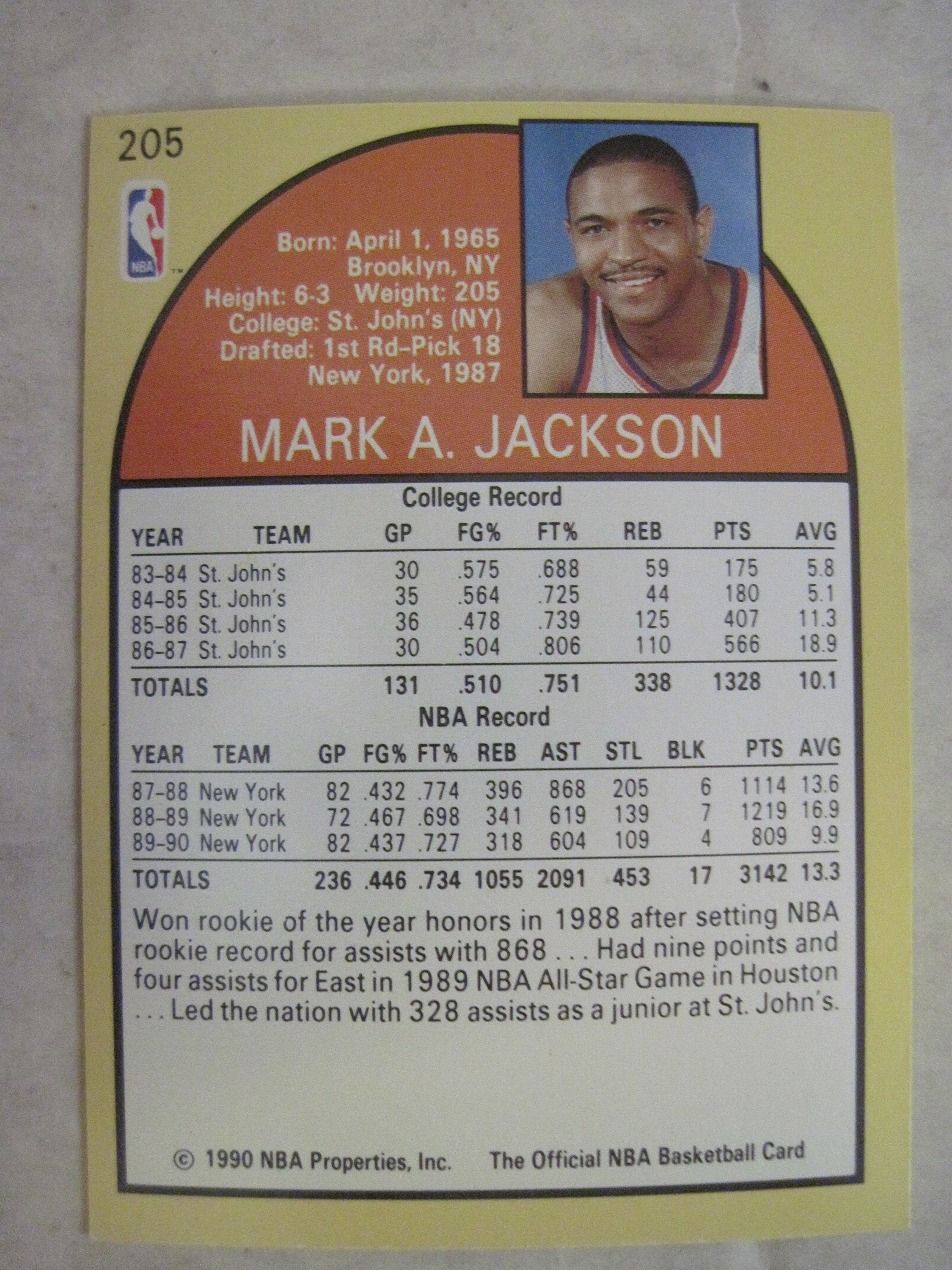 1990-91 Mark Jackson NBA Hoops #205 - Etsy