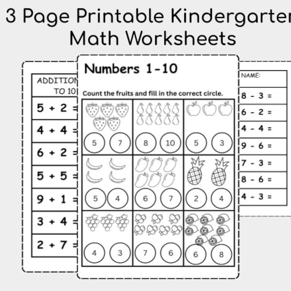 Math Worksheets - Etsy