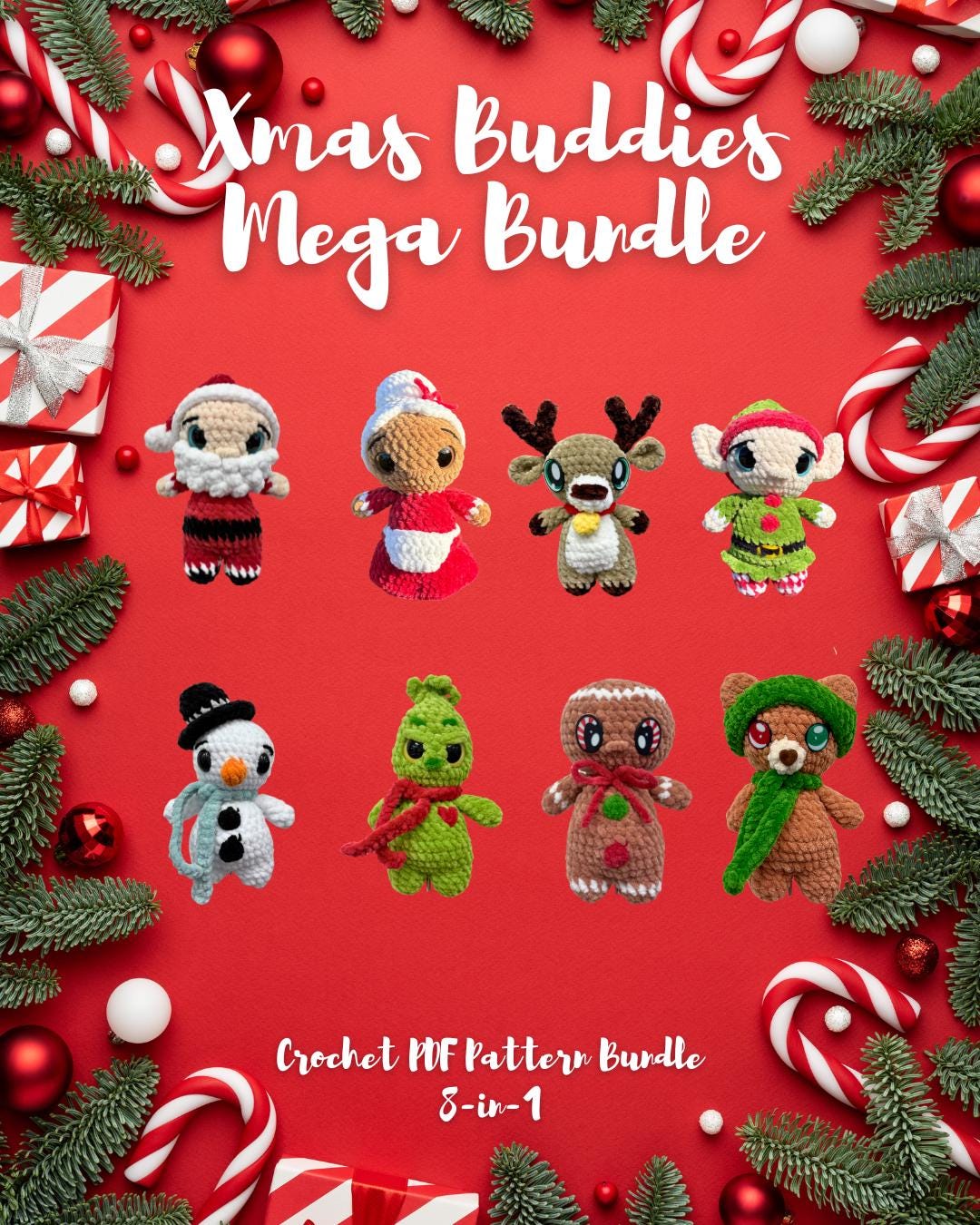 Xmas Buddies Crochet Mega Bundle, 8-in-1 (PDF) - Etsy