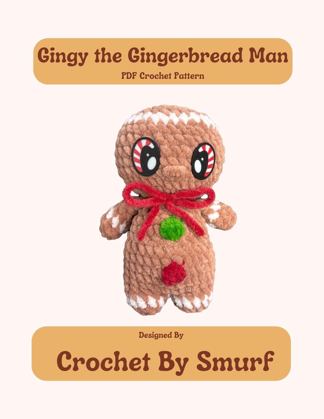 Gingy the Gingerbread Man, Crochet Pattern (PDF) - Etsy UK