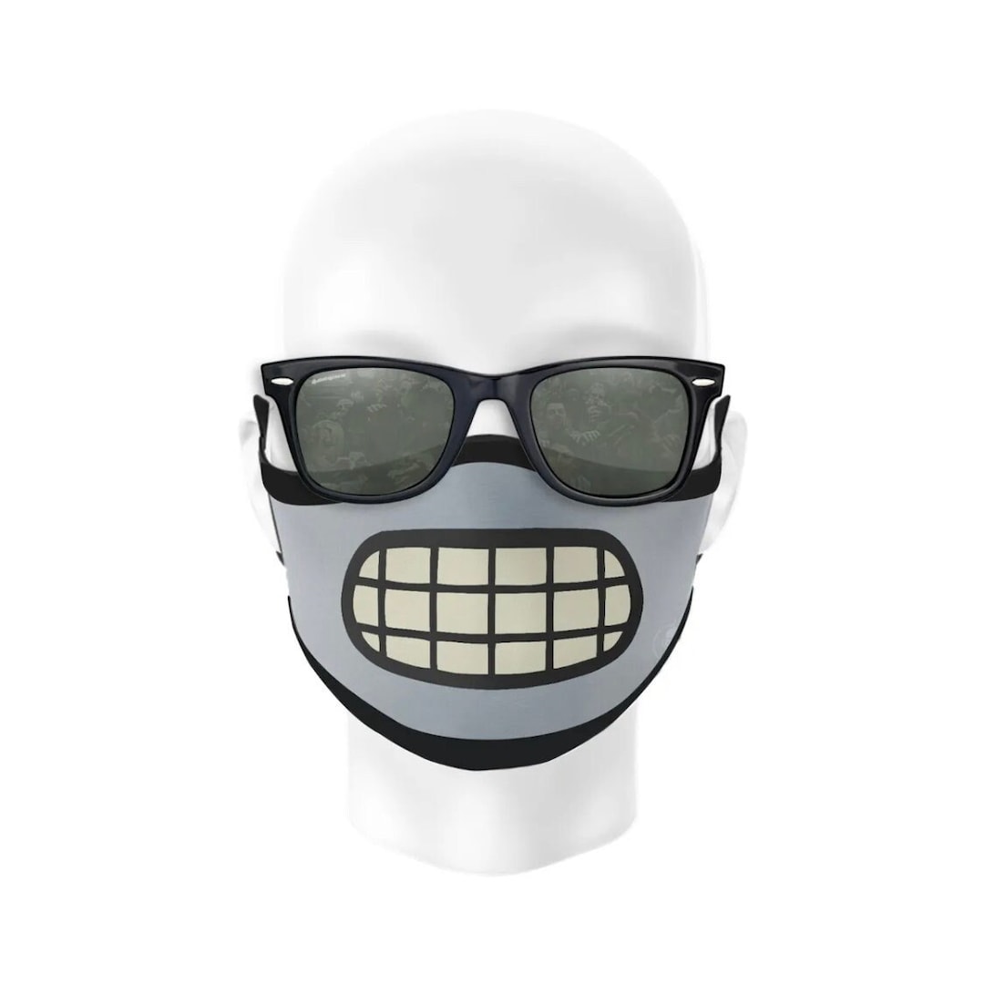 Robot Computer Teeth Smile Face Mask - Funny Cheeky Face Covering - Etsy