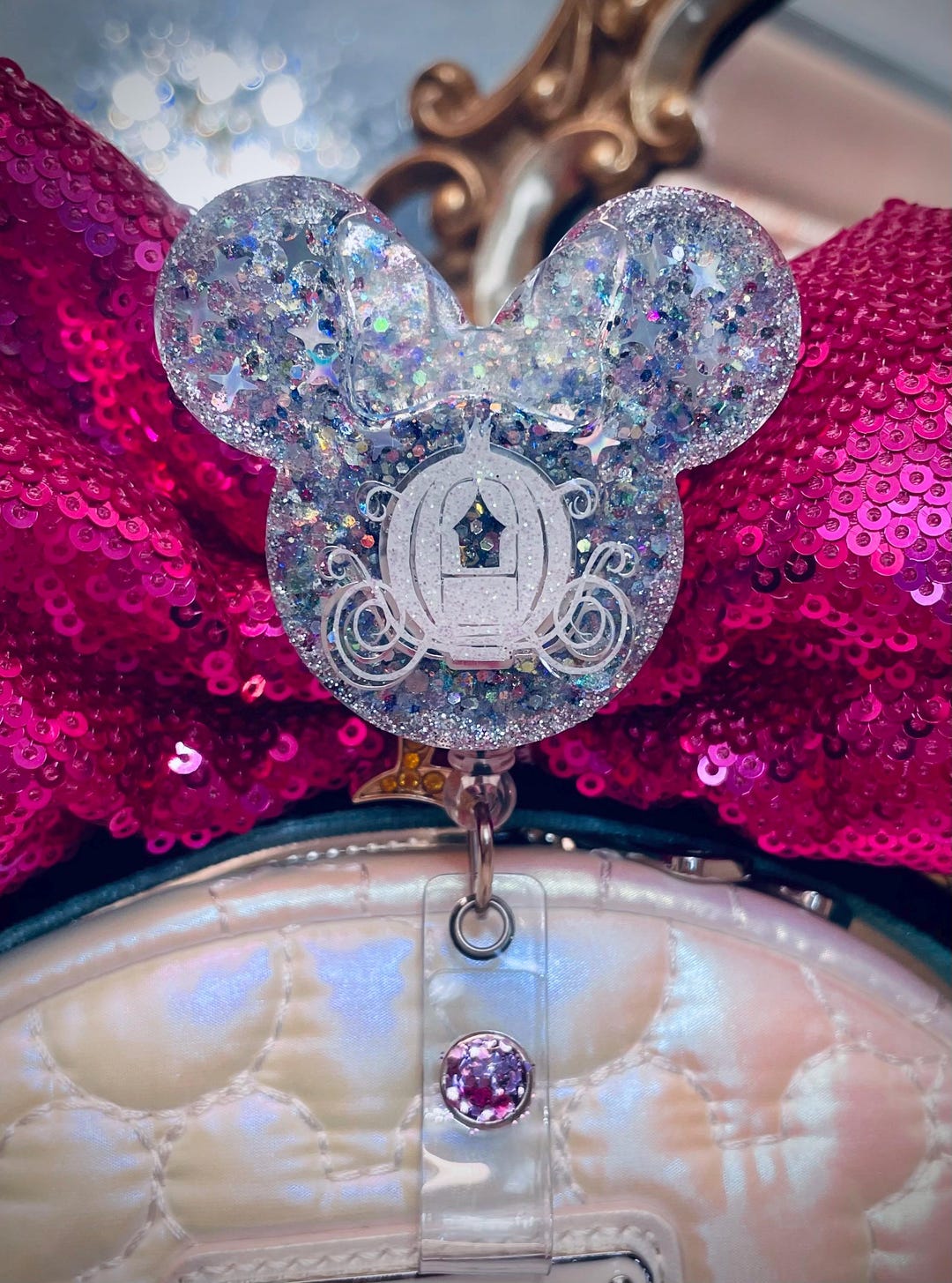 Minnie Mouse Cinderella Inspired Glitter Nurse Badge Reel - Etsy
