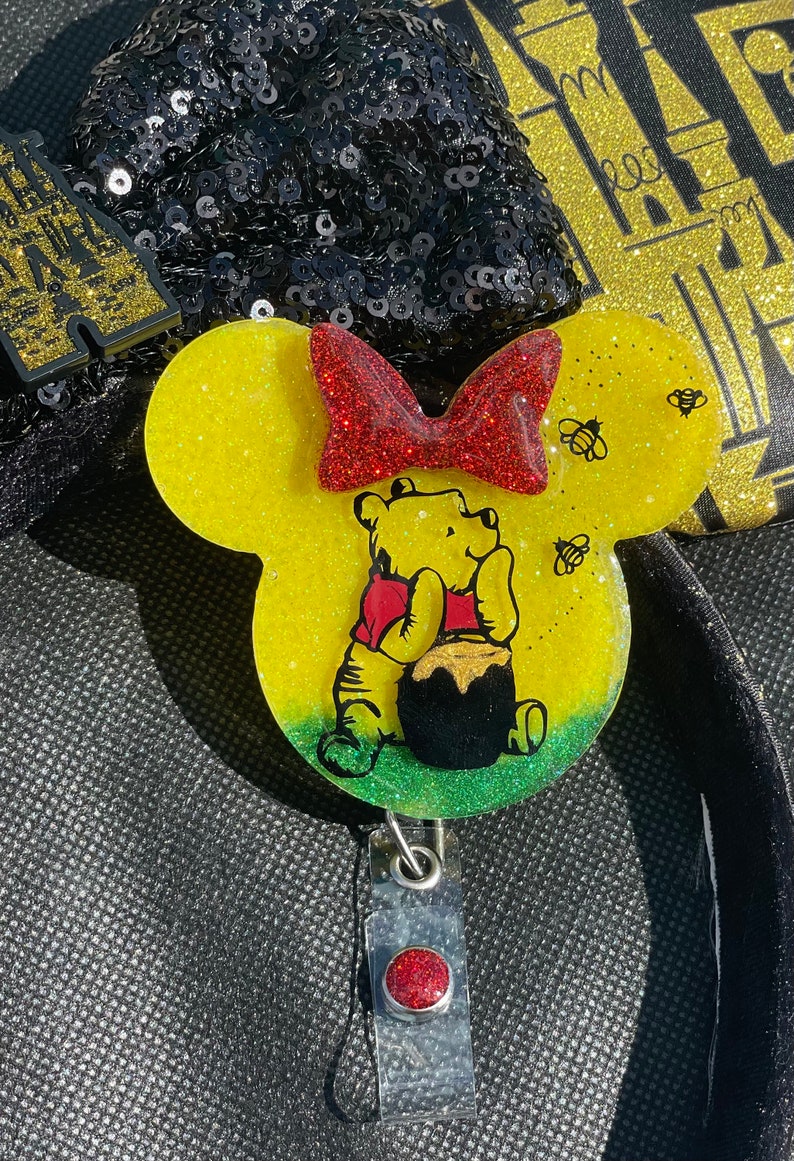 Winnie the Pooh Glitter Nurse Badge Reel: Minnie Inspired - Etsy