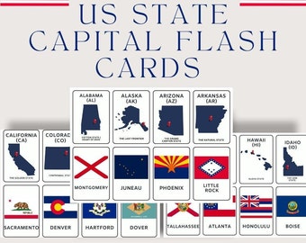 Tour the States Flash Cards State and State Capital Flash - Etsy