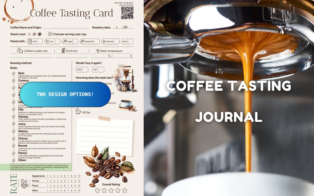 Digital Coffee Tasting Journal Printable Coffee Flavor - Etsy