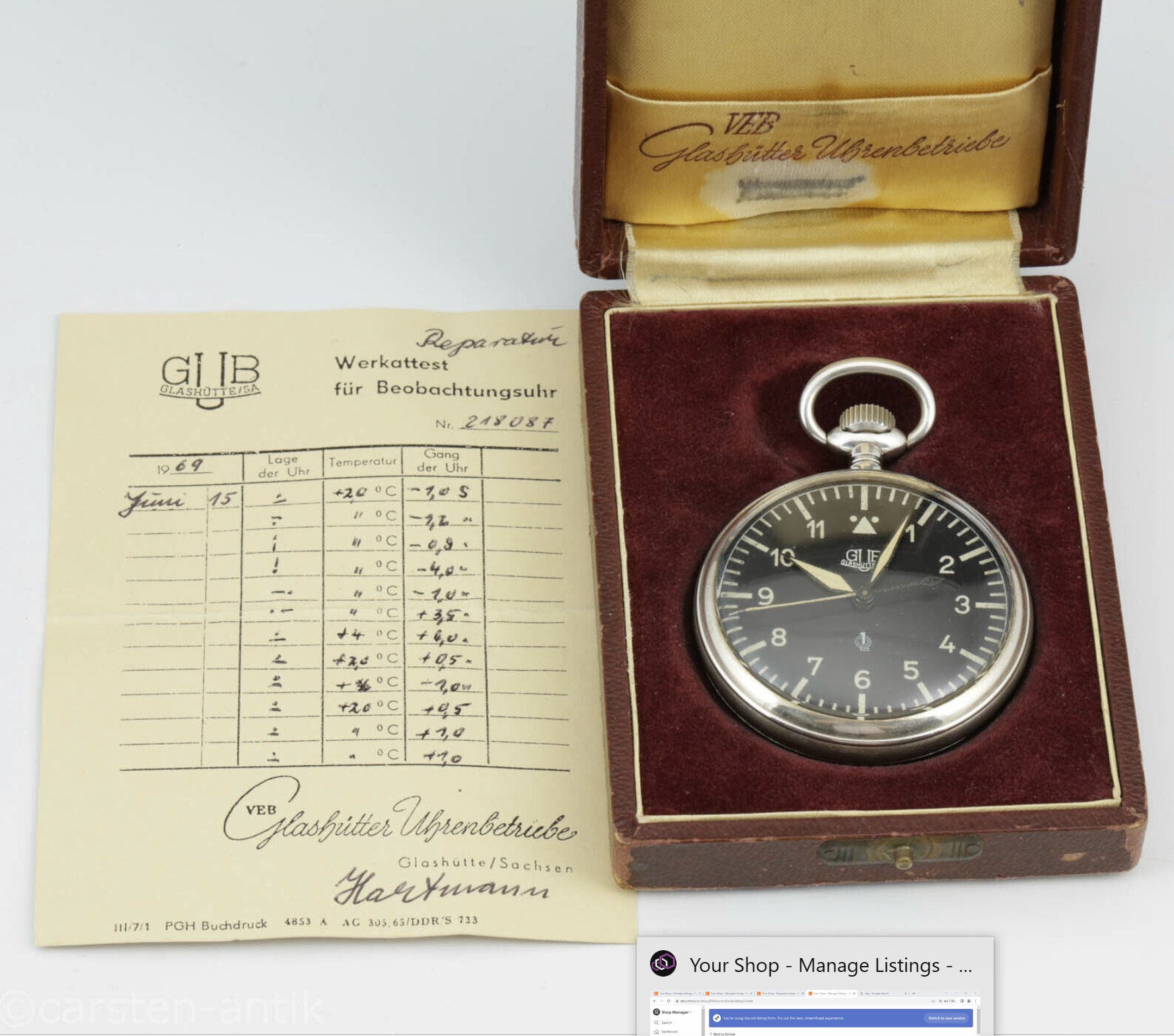 German GUB Glashütte Mint Marine Deck Watch Cal. 48.1 Original - Etsy