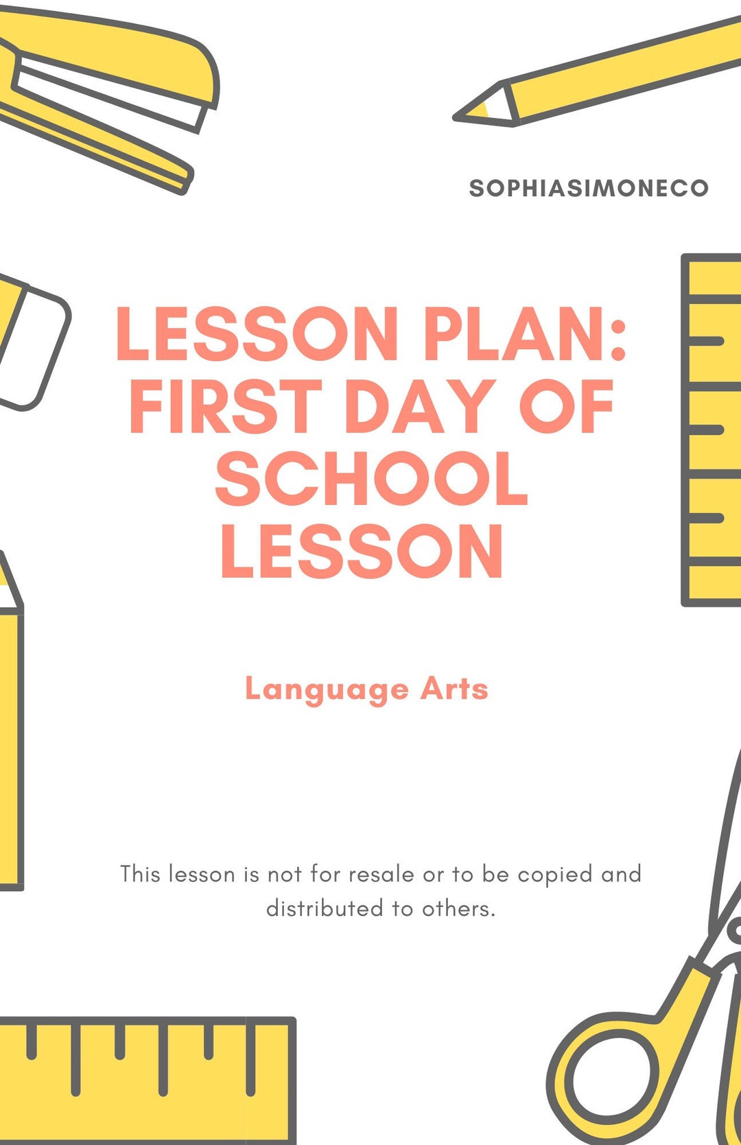 First Day of School Lesson Plan - Teacher Source - Etsy