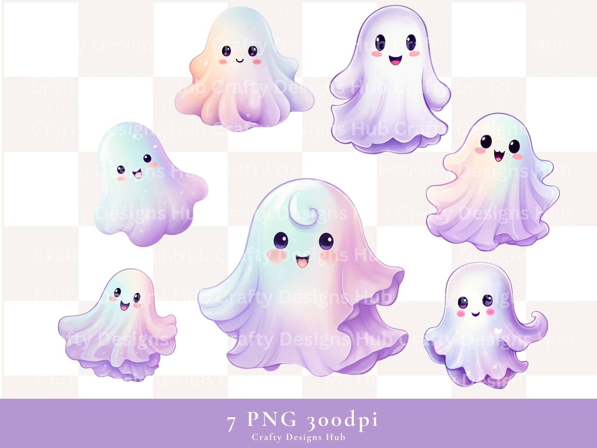 Ghost Clipart Whimsical Pastel Ghosts Halloween Clipart Bundle Instant ...