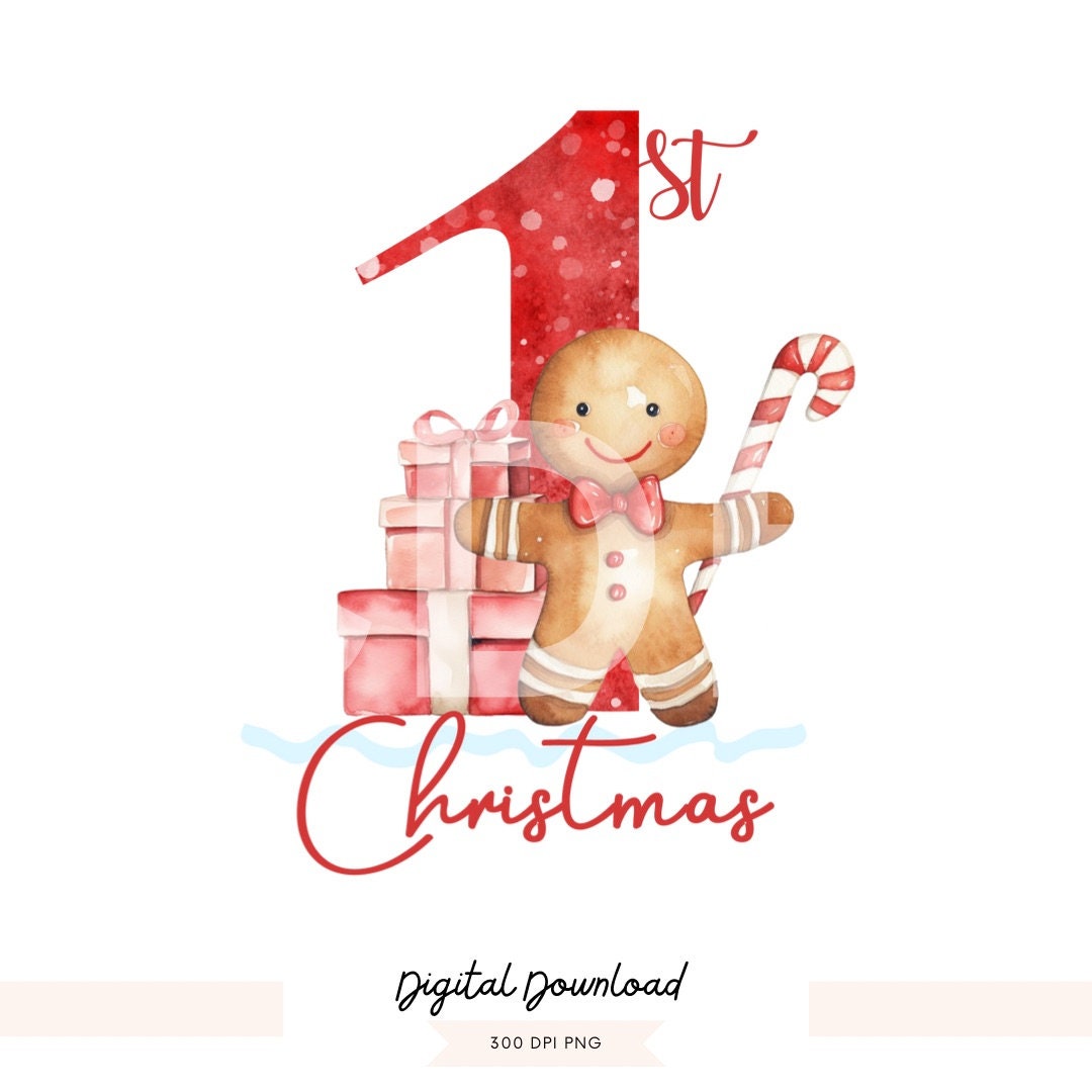 First Christmas Png, Red Watercolour Christmas Clipart, Christmas ...