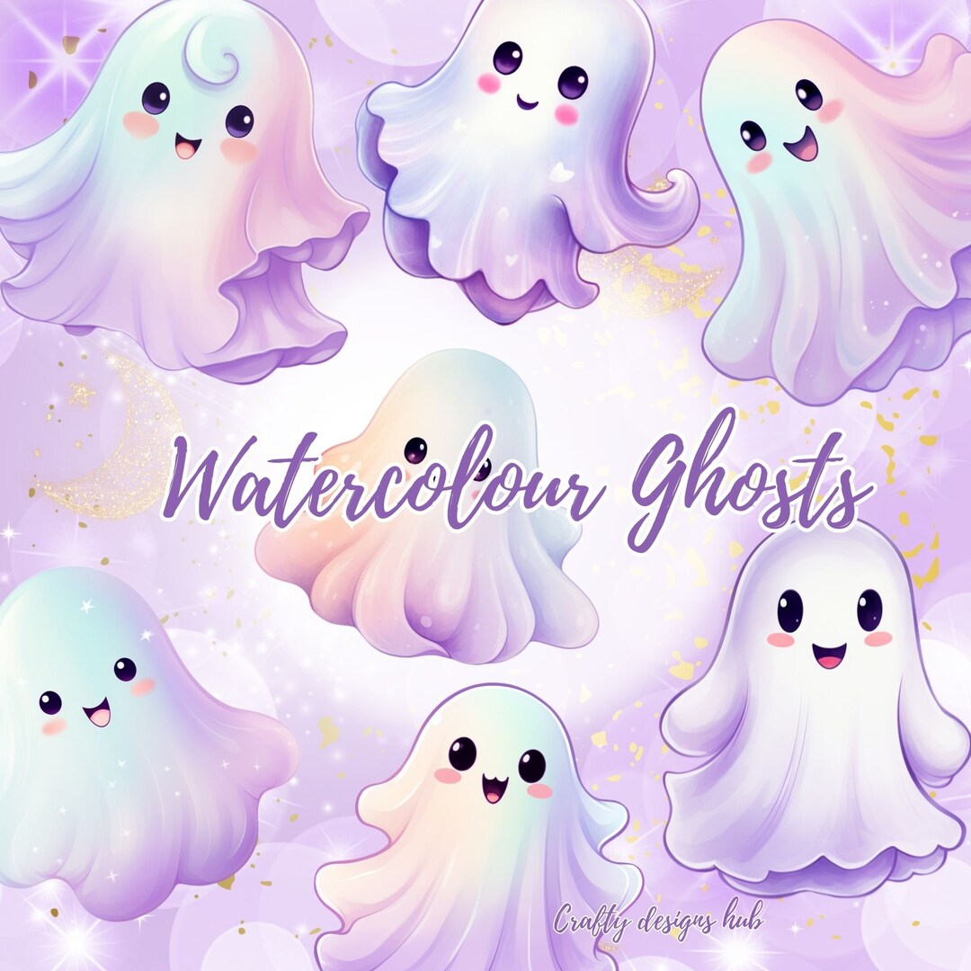 Ghost Clipart Whimsical Pastel Ghosts Halloween Clipart Bundle Instant ...