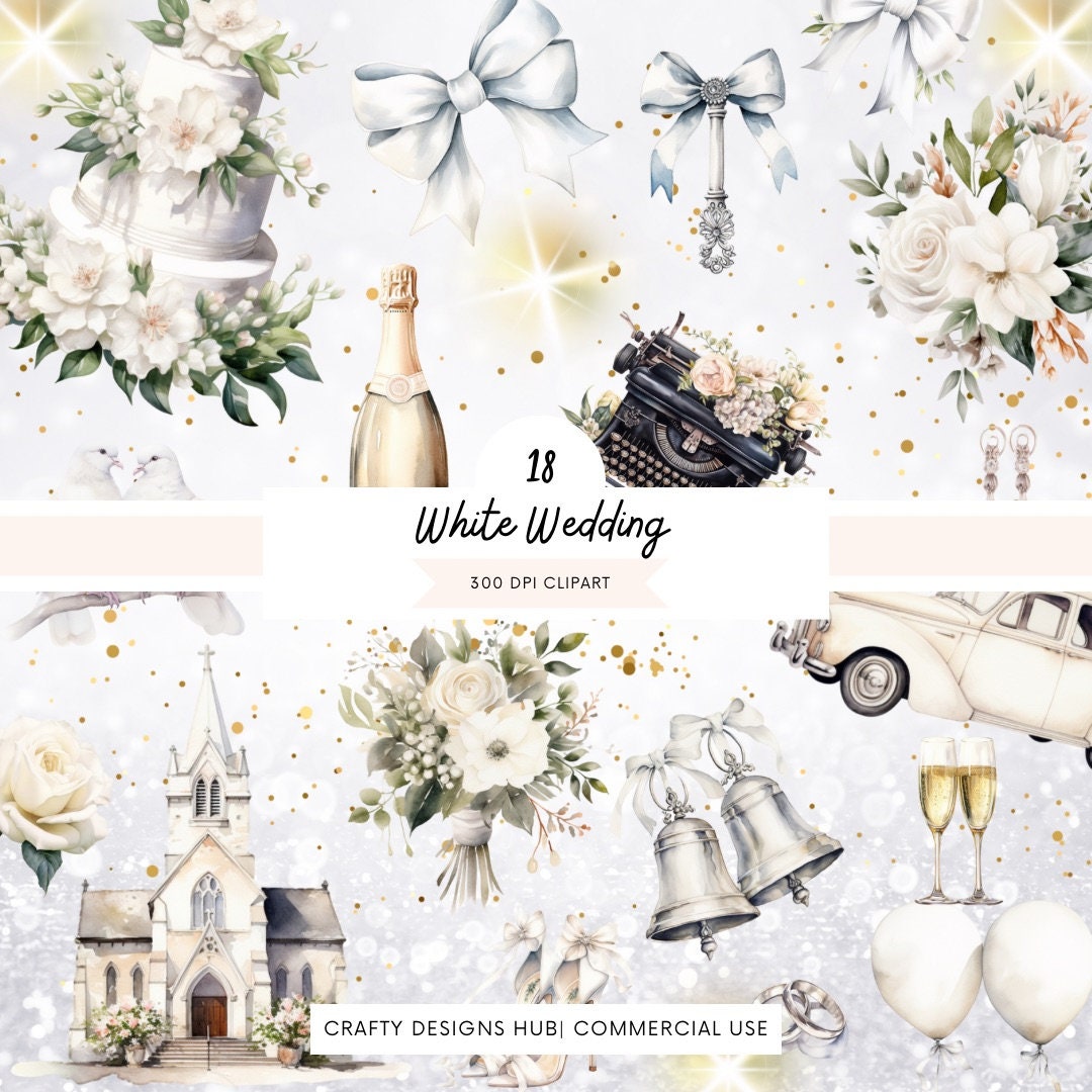 White Wedding Clipart, Wedding Png, Elegant Wedding Clipart ...