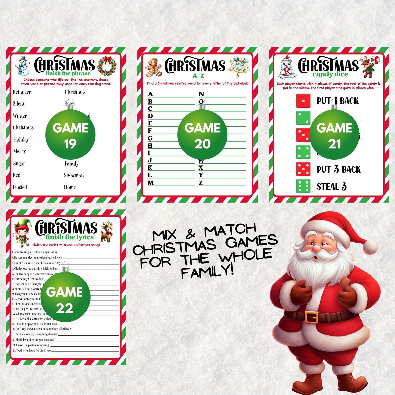 26 Printable Christmas Game Bundle, Christmas Family Games, Christmas ...