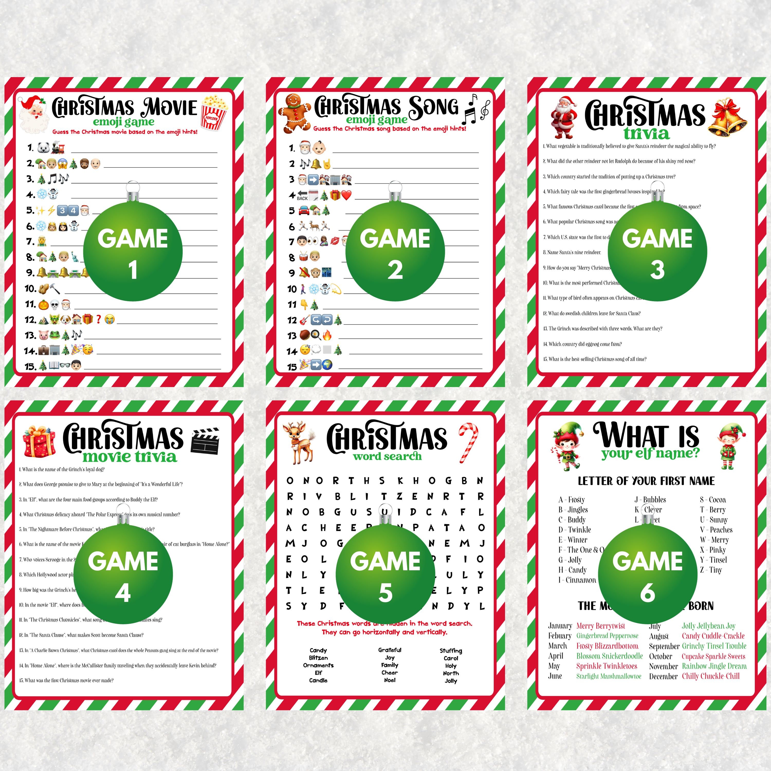 26 Printable Christmas Game Bundle, Christmas Family Games, Christmas ...