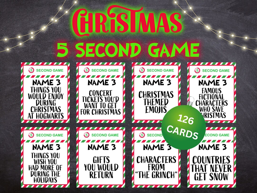 Christmas 5 Second Game, Printable Christmas Game, Christmas Party Game ...