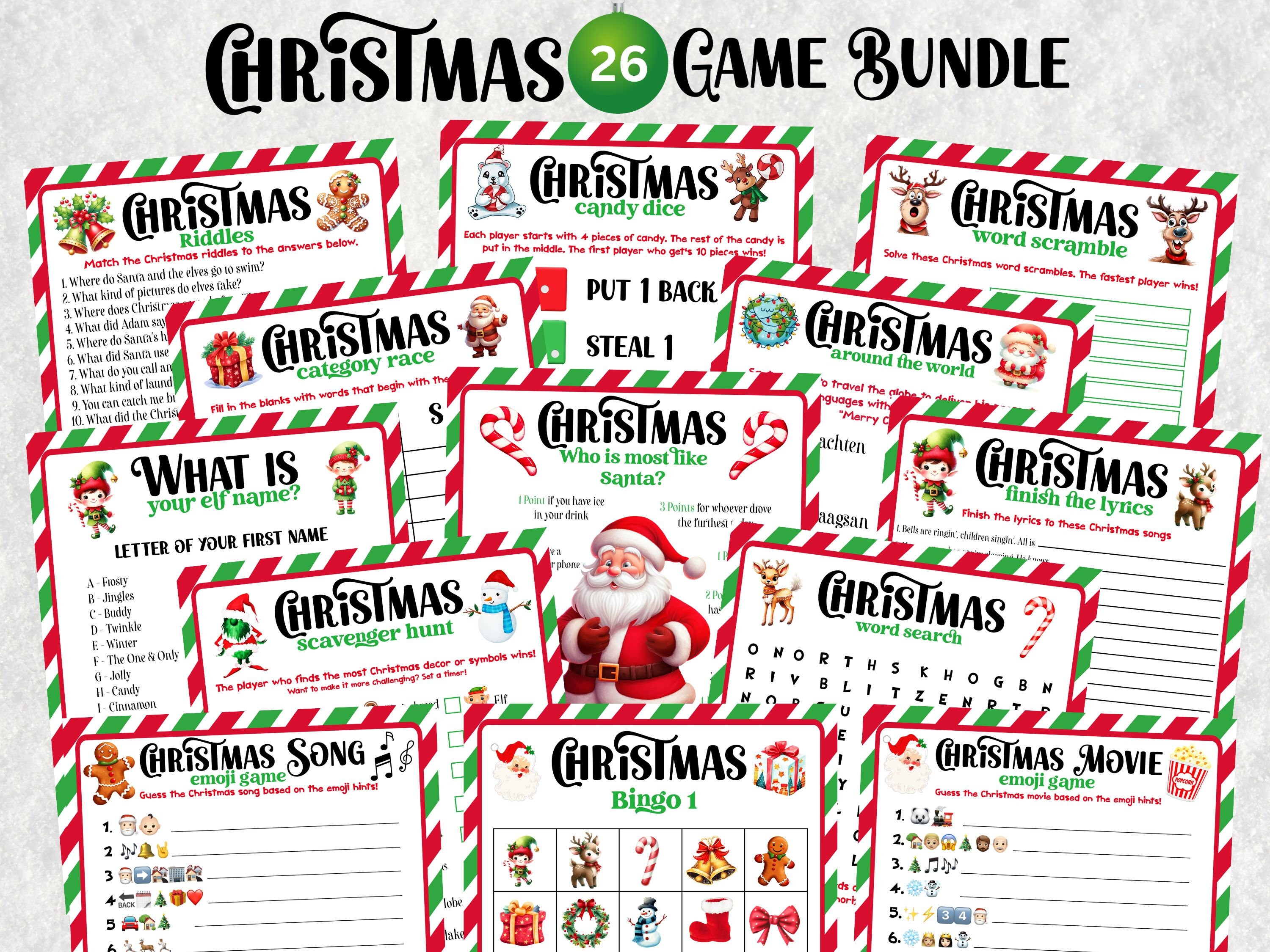 26 Printable Christmas Game Bundle, Christmas Family Games, Christmas ...