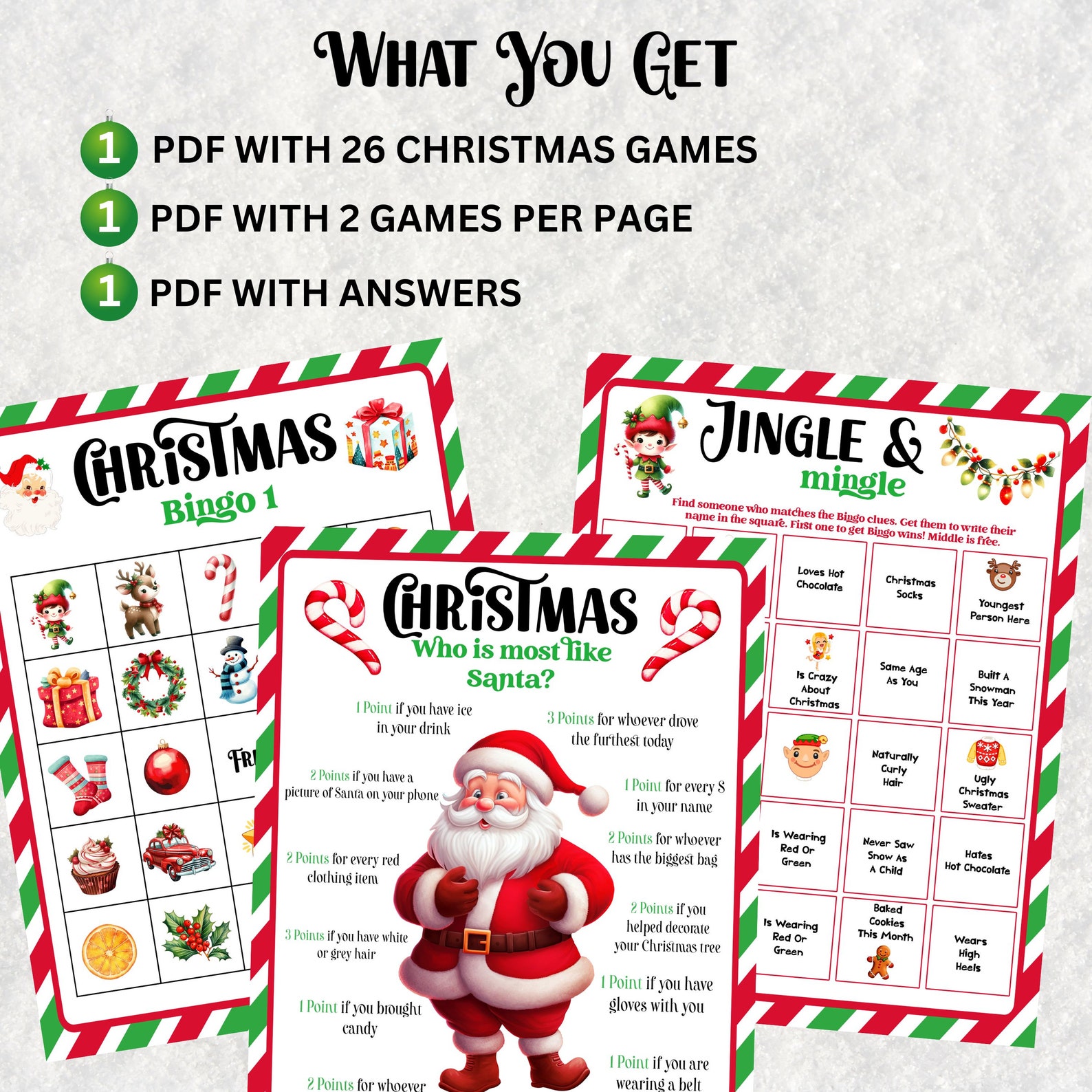 26 Printable Christmas Game Bundle, Christmas Family Games, Christmas ...