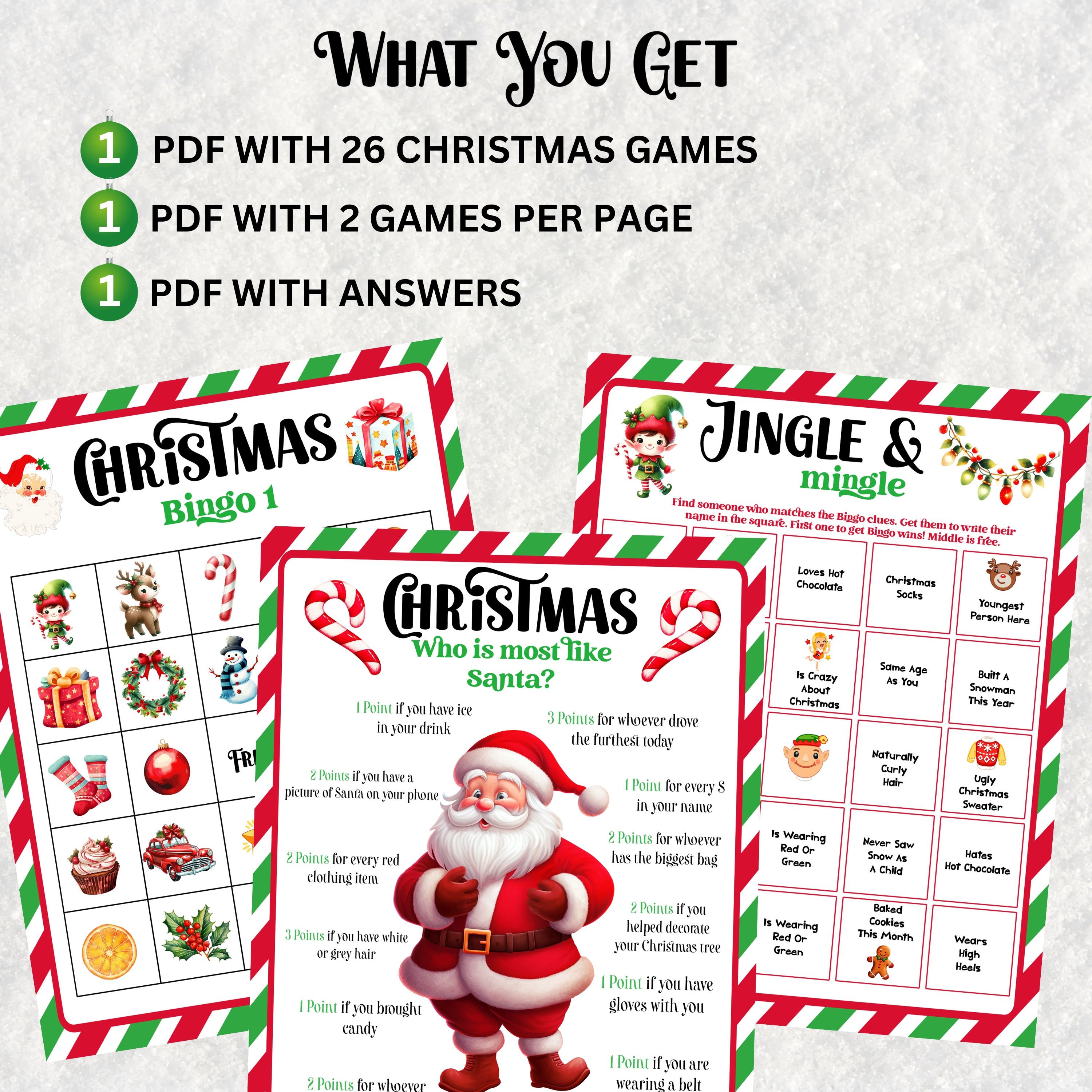 26 Printable Christmas Game Bundle, Christmas Family Games, Christmas ...