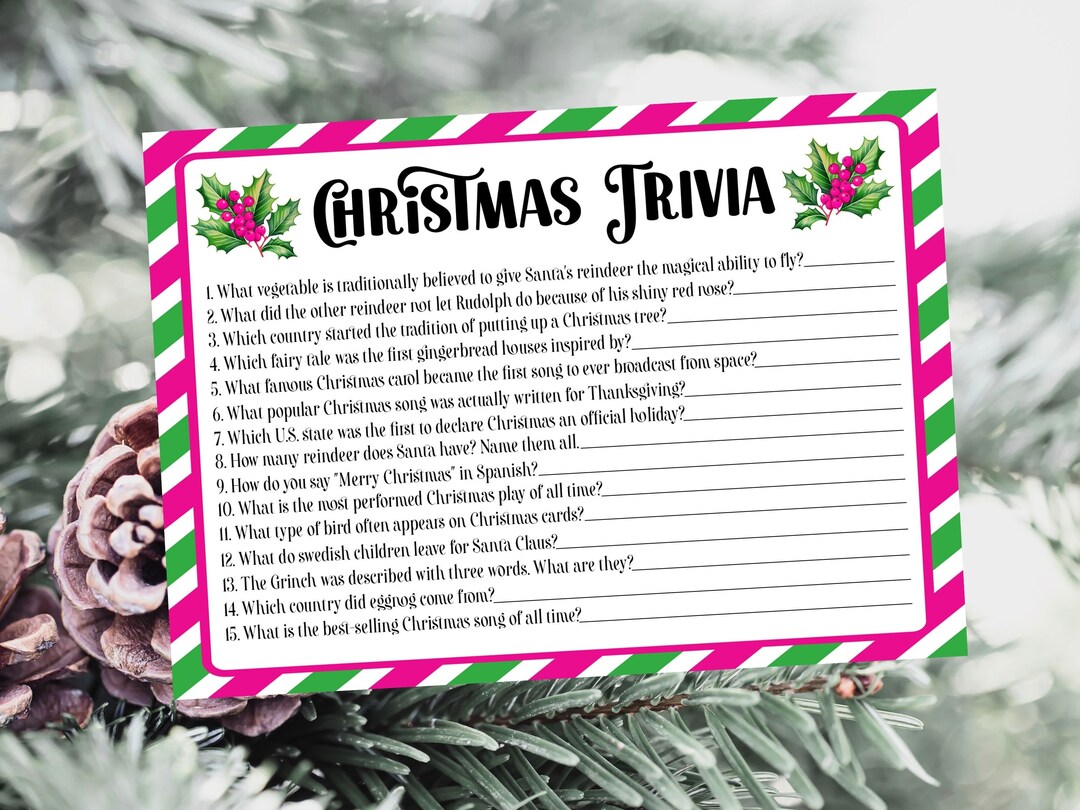 Pink Christmas Trivia Game, Christmas Party Games, Festive Season ...