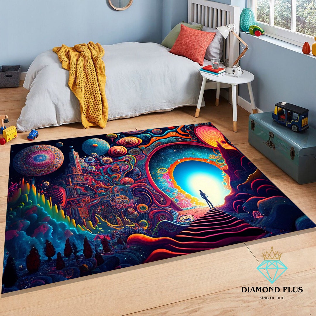 Psychedelic Rug Psychedelic Vivid Landscapegroovy - Etsy