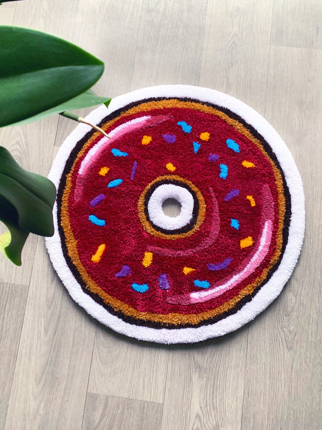 Donut Round Rug 60x60cm Hand-tufted Pink, Brown, White, With Touches of ...