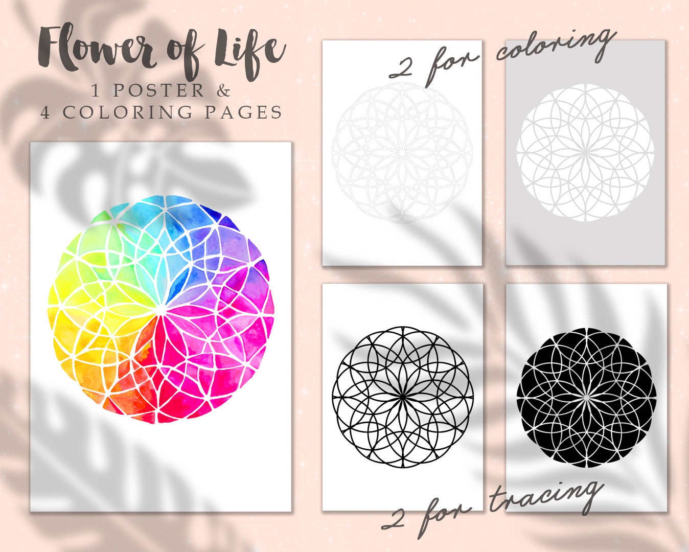 Flower of Life - Poster, Coloring Pages & Tracing Pages (printable ...