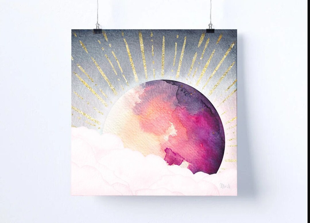 Rising Sun - Watercolor Painting - Printable Posters - Etsy