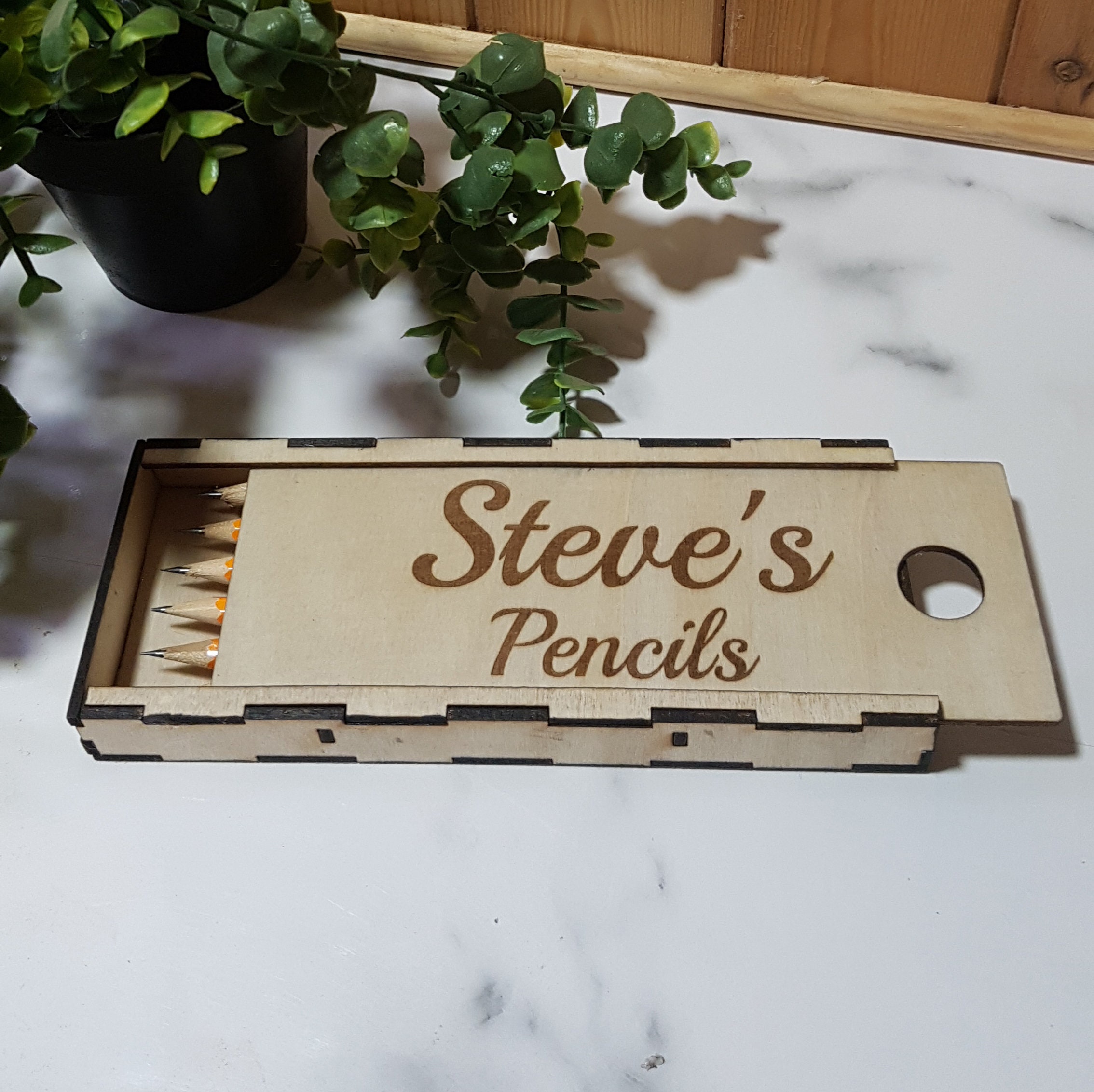 Wooden Box of Personalised Pencils, Pencil Case, Personalised ...