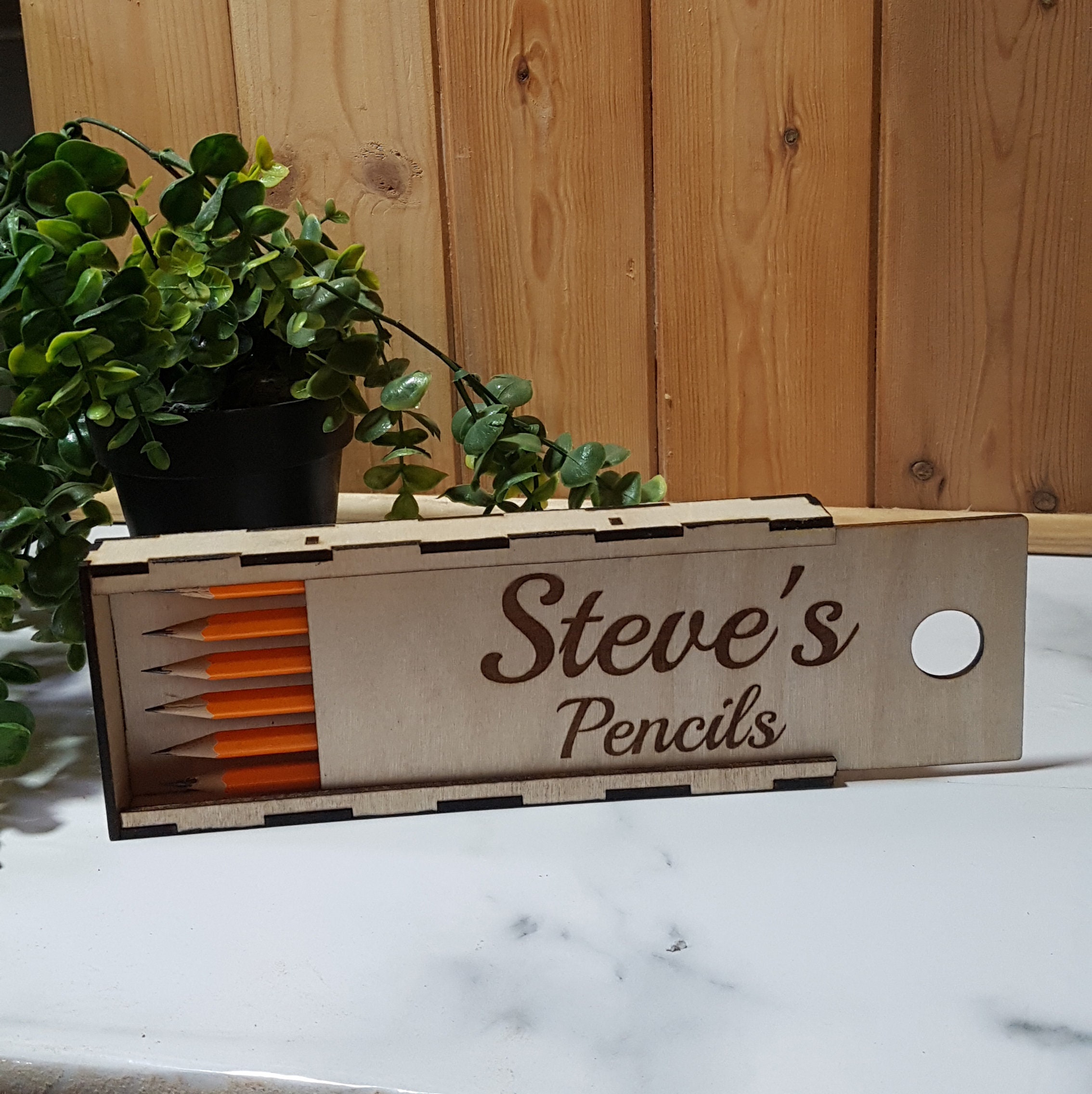 Wooden Box of Personalised Pencils, Pencil Case, Personalised ...