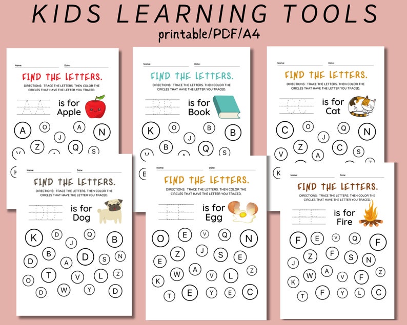 26 Alphabet Worksheets, Handwriting Practice, Find the Letter, Trace ...