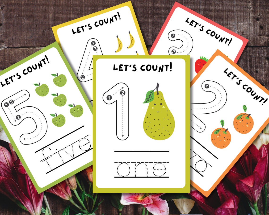 Tracing Numbers 1-10 Flashcards Printable, Preschool Kids Curriculum ...