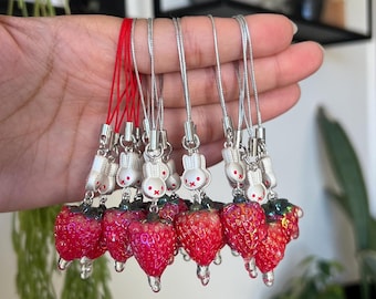 Strawberry Keychain / Phone Charm - Etsy