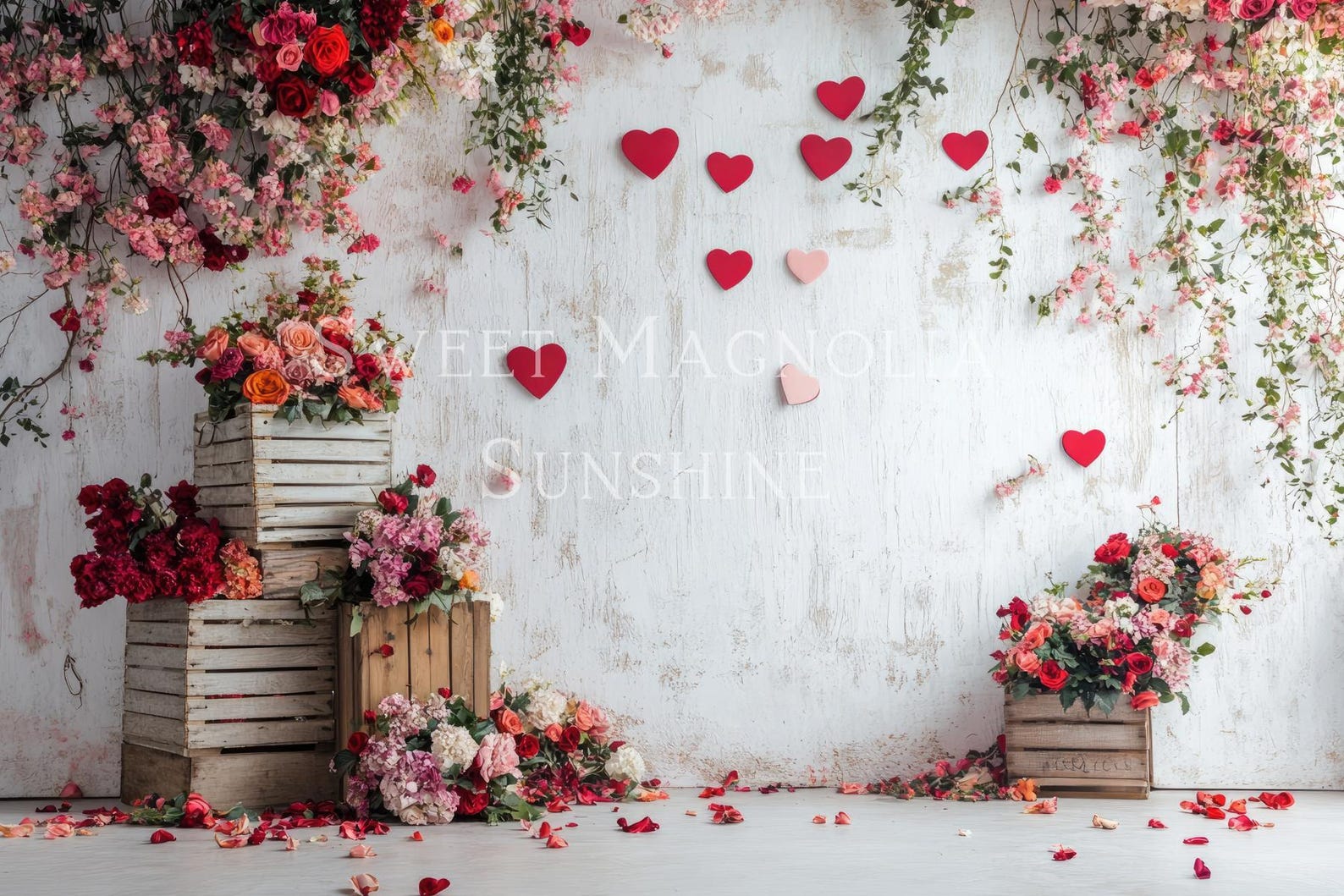 Valentine's Day Digital Backdrop, White Valentine's Digital Backdrop ...