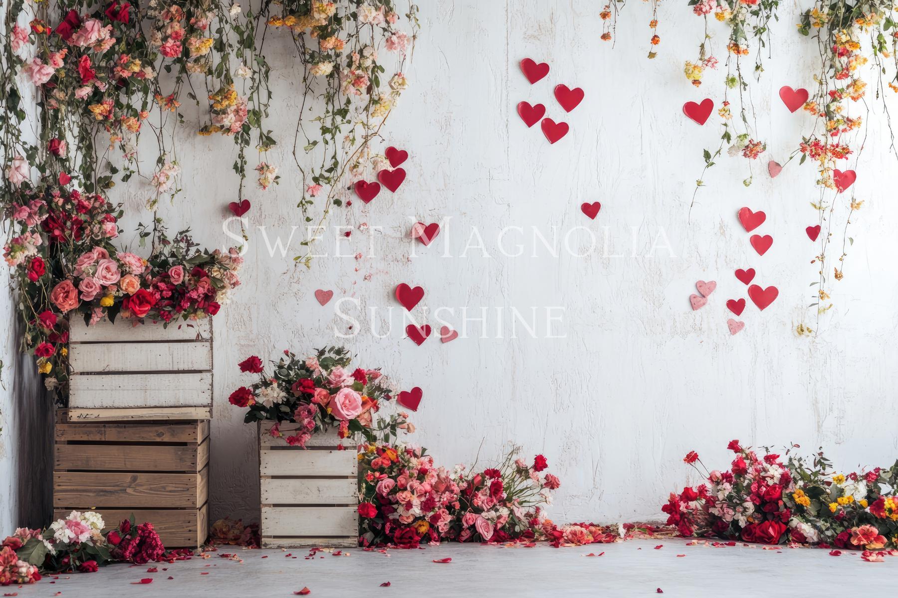 Valentine's Day Digital Backdrop, White Valentine's Digital Backdrop ...