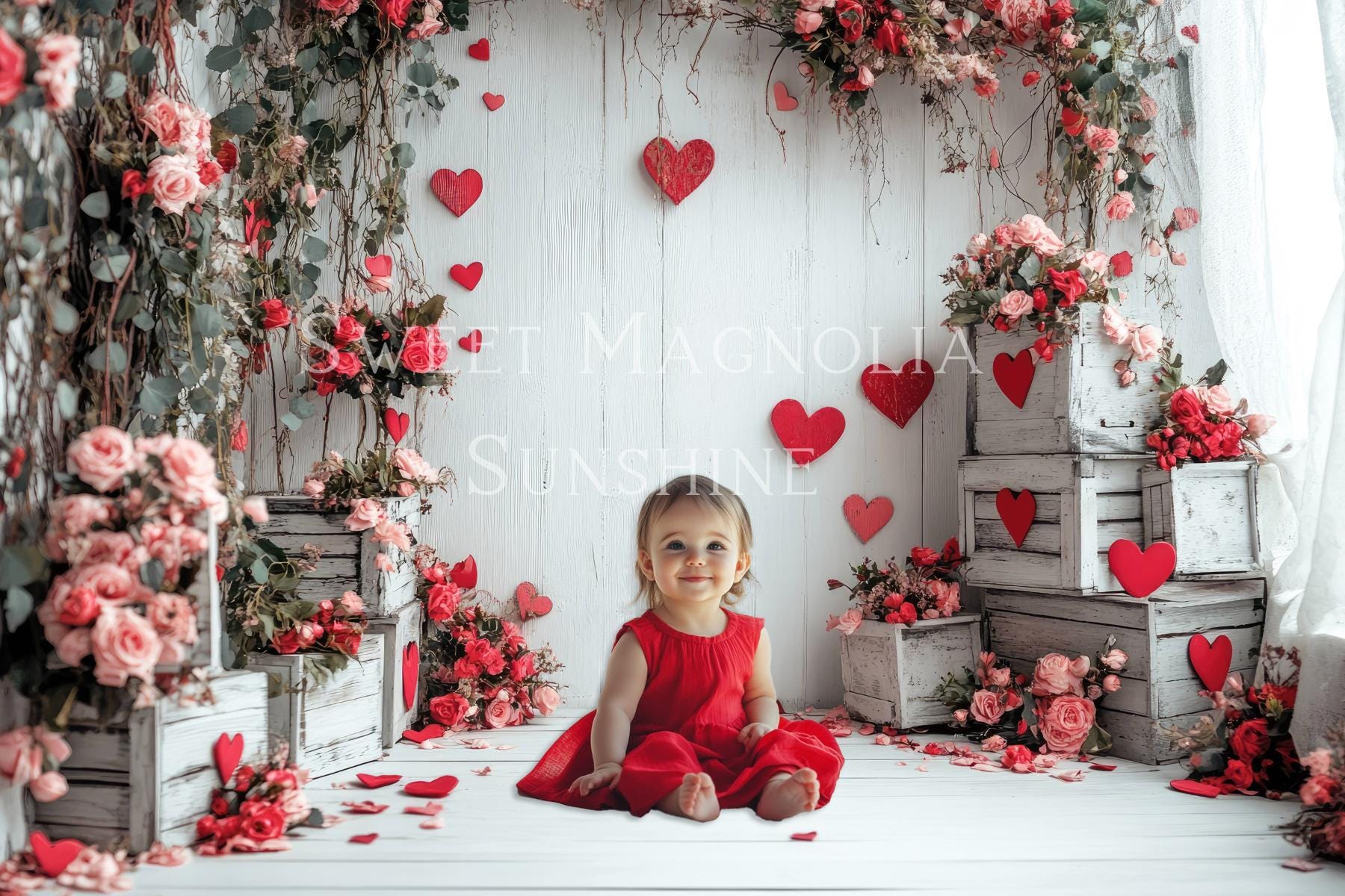 Valentine's Day Digital Backdrop, White Valentine's Digital Backdrop ...