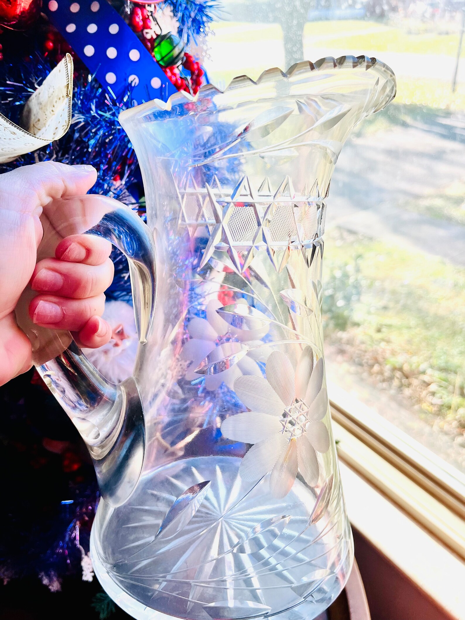 Antique Crystal Glass Pitcher Circa 1900s - Etsy