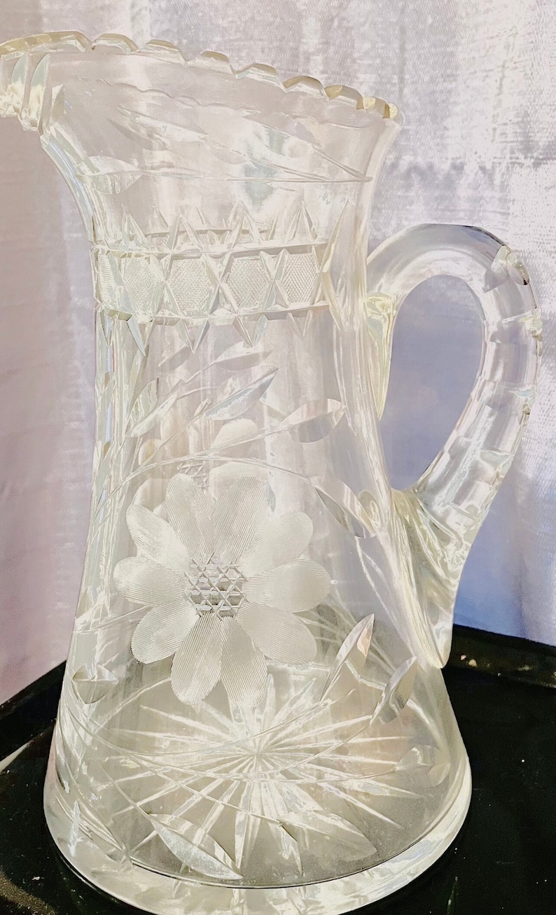Antique Glass Pitcher Circa 1900s - Etsy