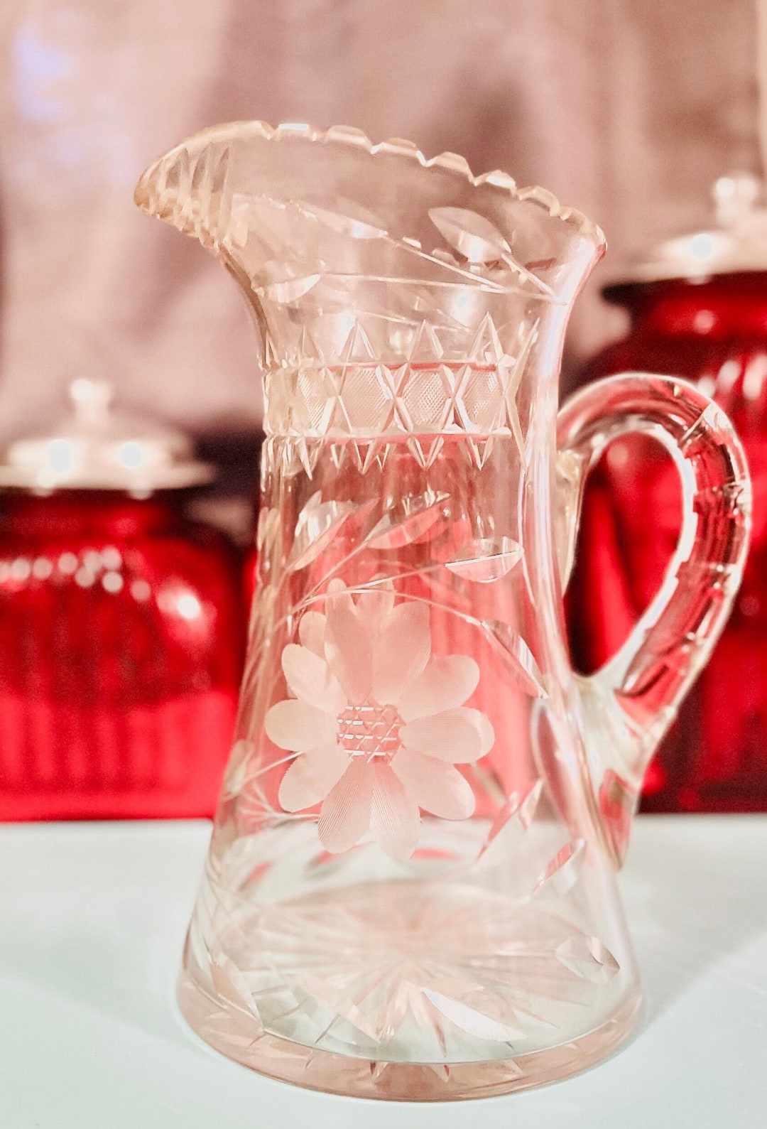 Antique Glass Pitcher Circa 1900s - Etsy