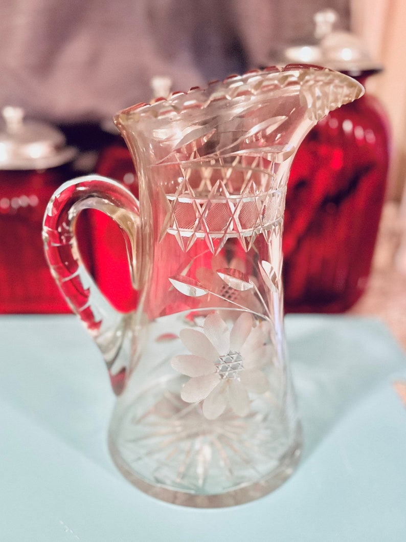 Antique Glass Pitcher Circa 1900s - Etsy