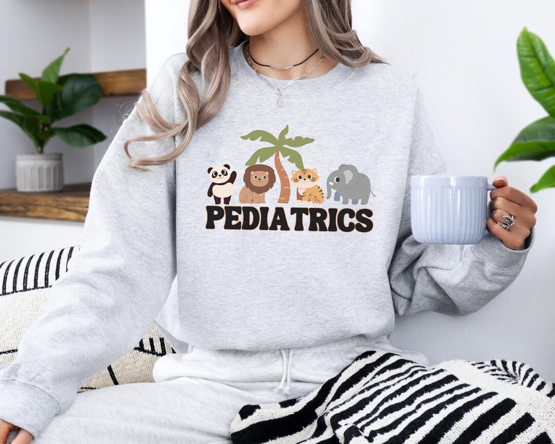 Pediatric Nurse Jungle Animals Sweatshirt, PICU Baby Safari Animal ...