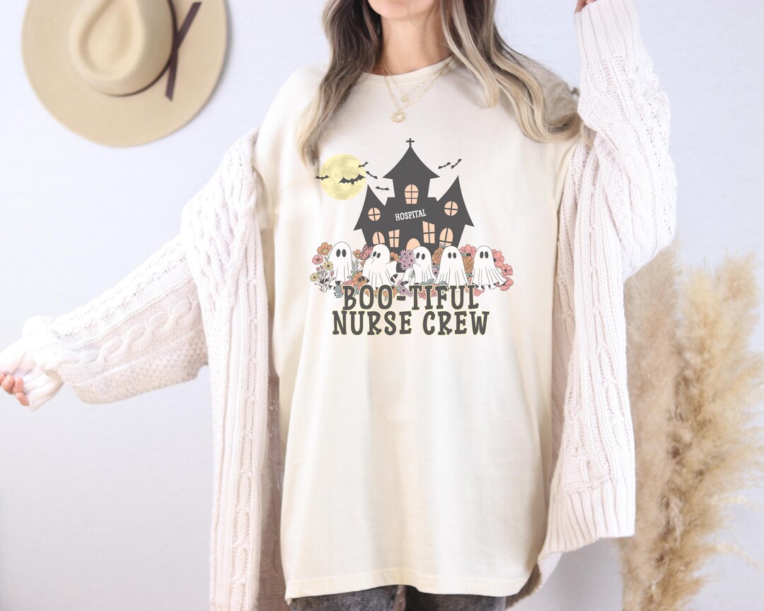 Boo-tiful Nurse Crew Halloween Shirt, Cute Ghost NICU Nurse T-shirt ...
