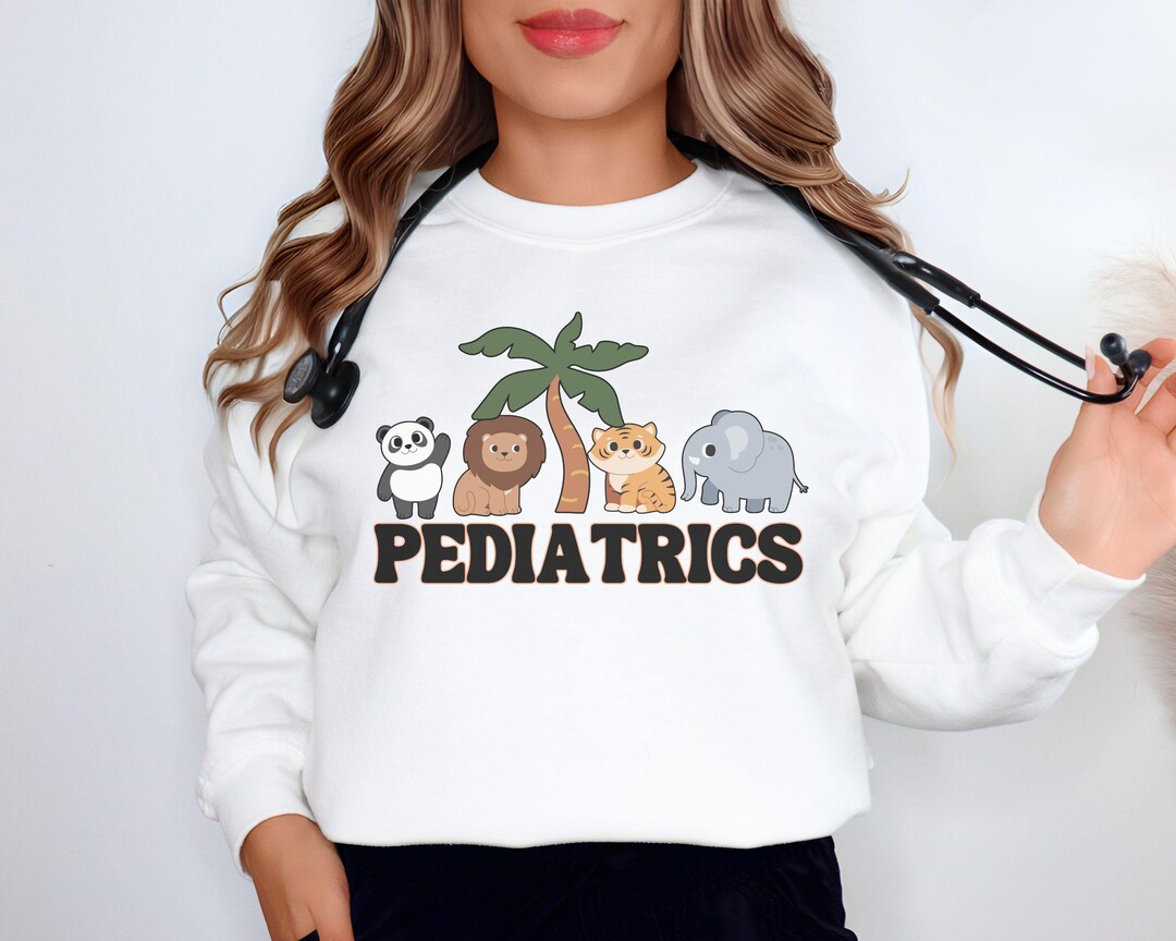 Pediatric Nurse Shirt, Baby Safari Animals PICU Nurse Sweatshirt, Peds ...