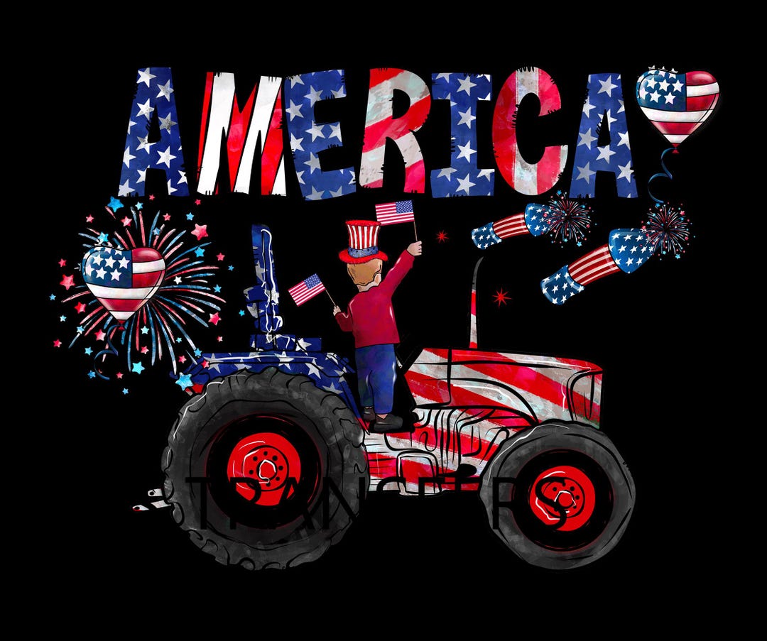 American Tractor Distressed Flag DTF Print: Patriotic Heat Transfer - Etsy