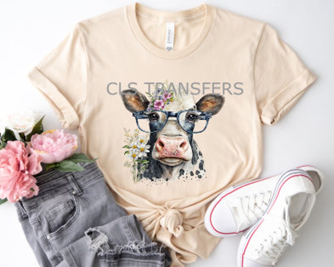 Cow With Glasses, Cow, Farm DTF, Cow DTF, Farm Life, Cow Design, DTF ...