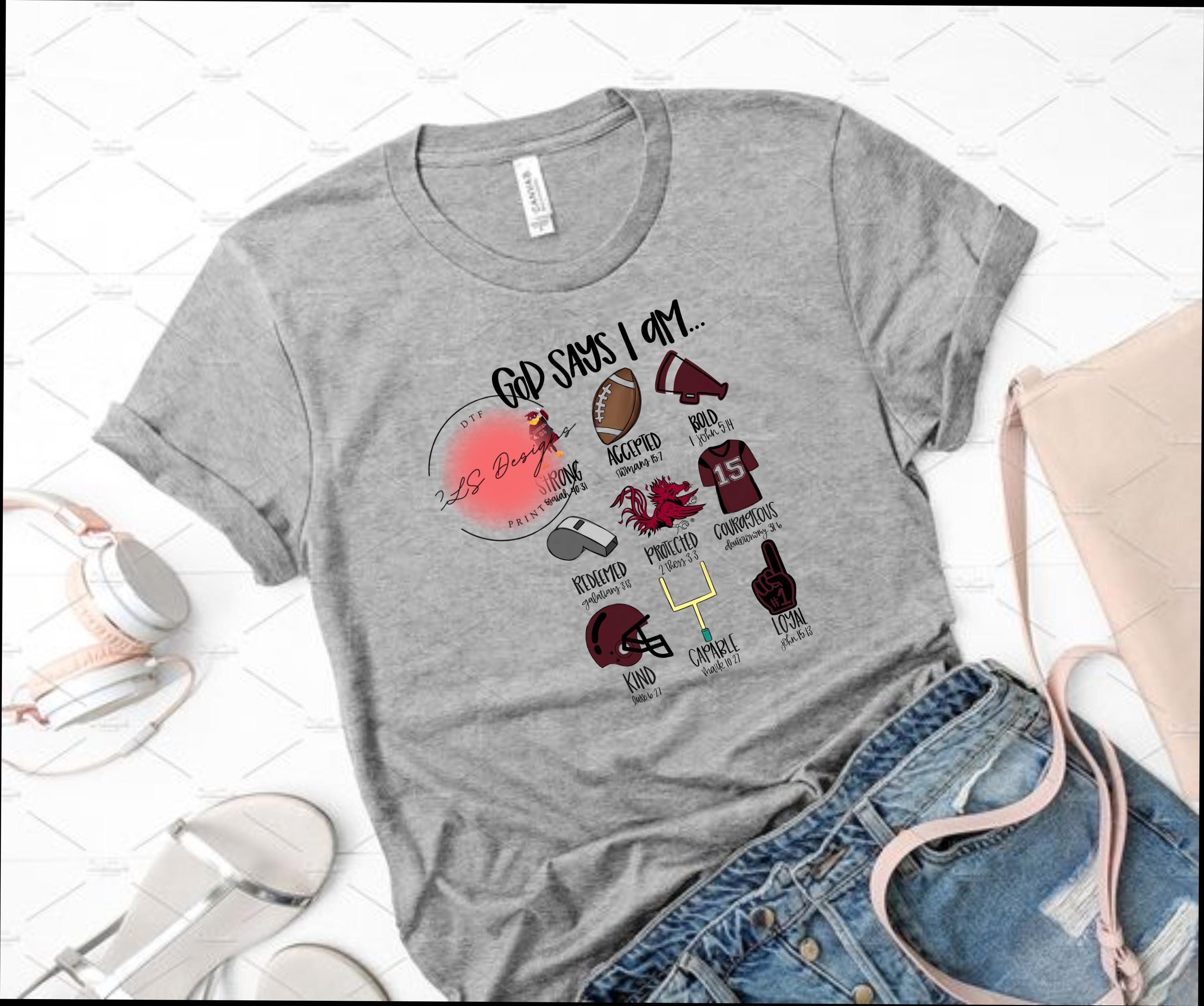 God Says Football DTF Print: Christian Heat Transfer Design - Etsy