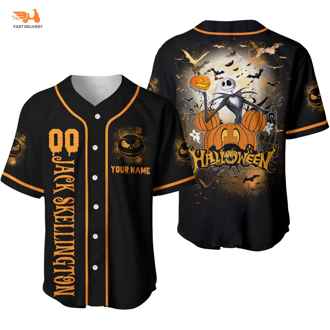 Personalized Jack Skellington Happy Halloween Baseball Jersey - Etsy